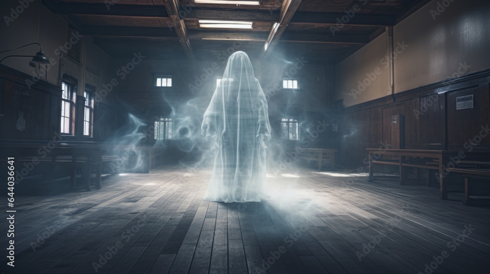 Floating Ghost in a Asylum Halloween Dark Film Grain Analogue Aesthetic ...