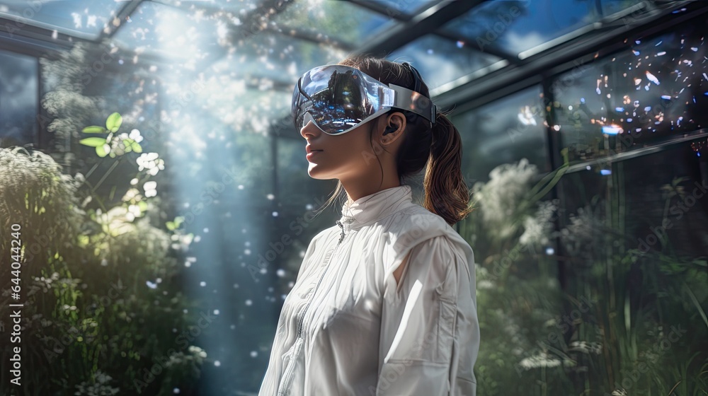 Model donning fashion with integrated augmented reality features, set ...