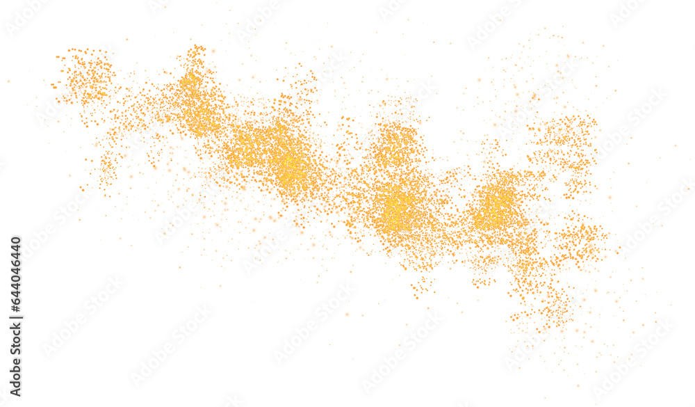 Golden scattering of small particles of sugar crystals, flying salt ...