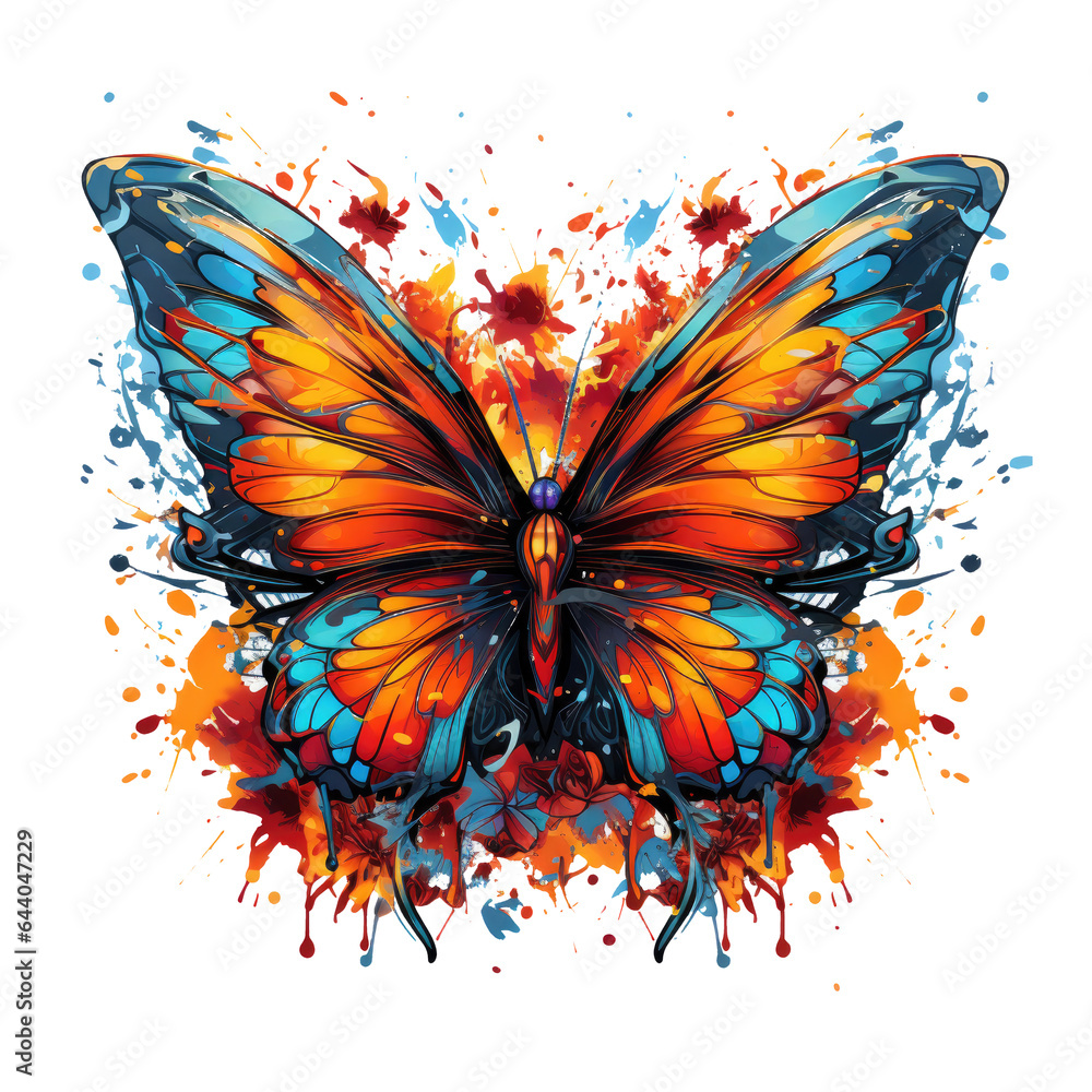 A cosmic fusion of art English Butterfly t-shirt design featuring a ...