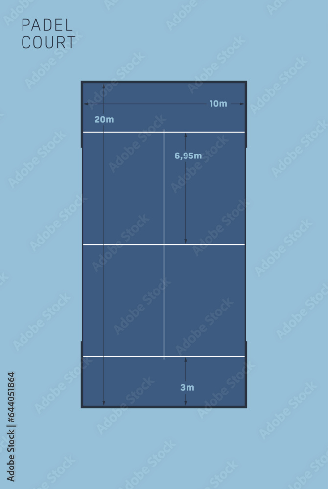 Graphic vector padel court with measurements in meters Stock Vector ...