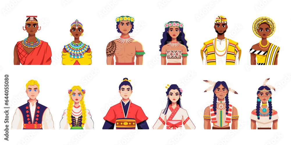vector cultural diversity cartoon set illustration isolated Stock ...