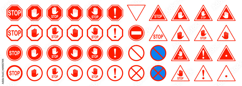 Traffic stop, restricted and dangerous vector signs isolated ...