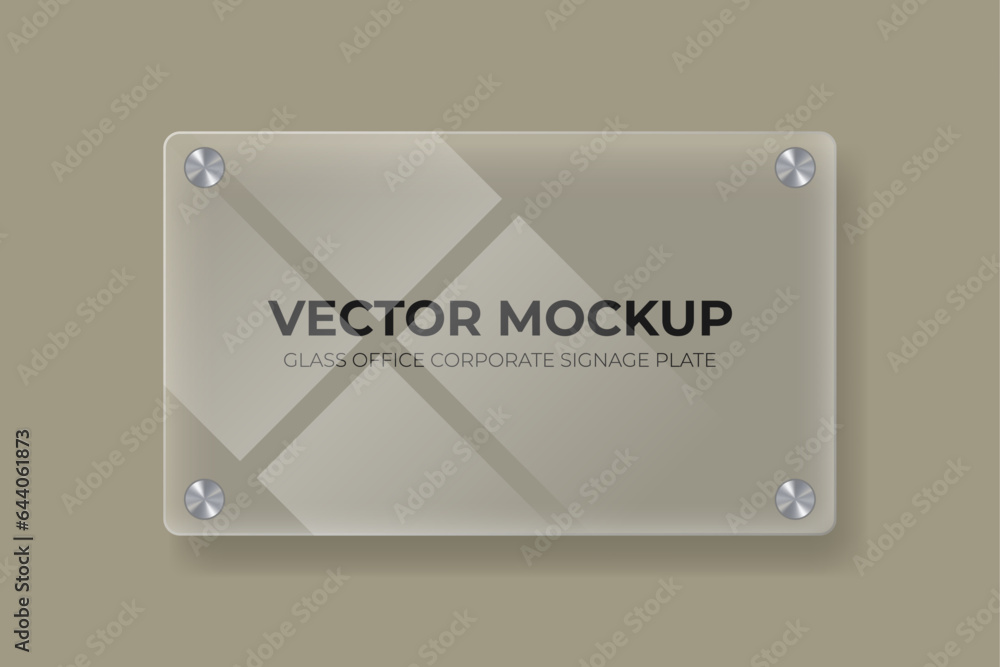 Glass office corporate signage plate. Vector mockup Stock Vector ...