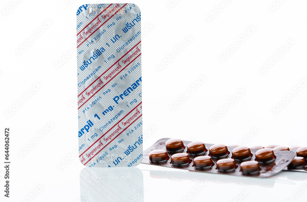 CHONBURI, THAILAND-JULY 11, 2023: Prenarpil round tablet pills and ...
