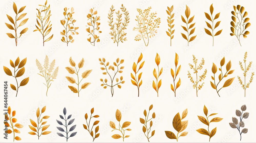 Elegant Hand Drawn Gold Dividers Set with Botanical Elements ...