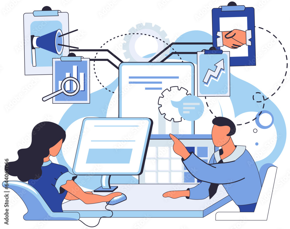 Team solving complex problems. Teamwork vector illustration metaphor ...