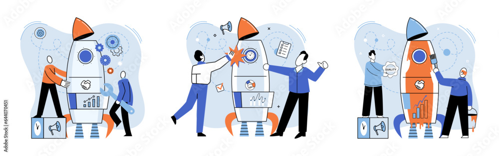 Vecteur Stock Team solving complex problems. Teamwork vector ...