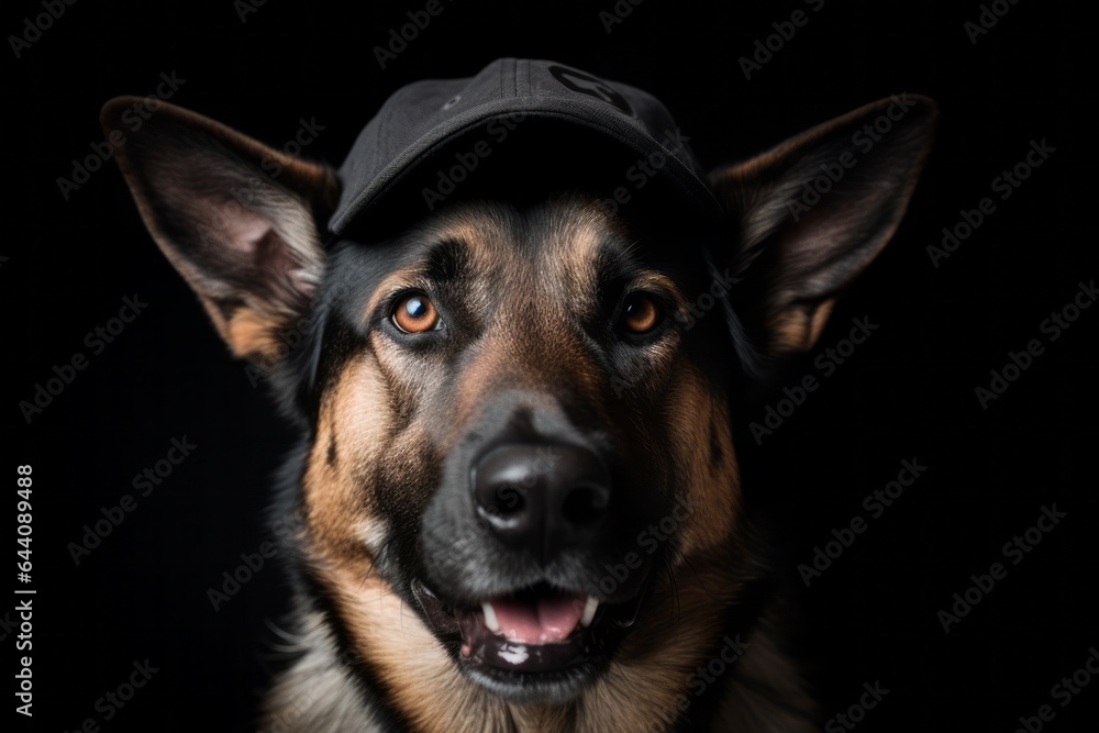 Close-up portrait photography of a happy german shepherd wearing a cool ...
