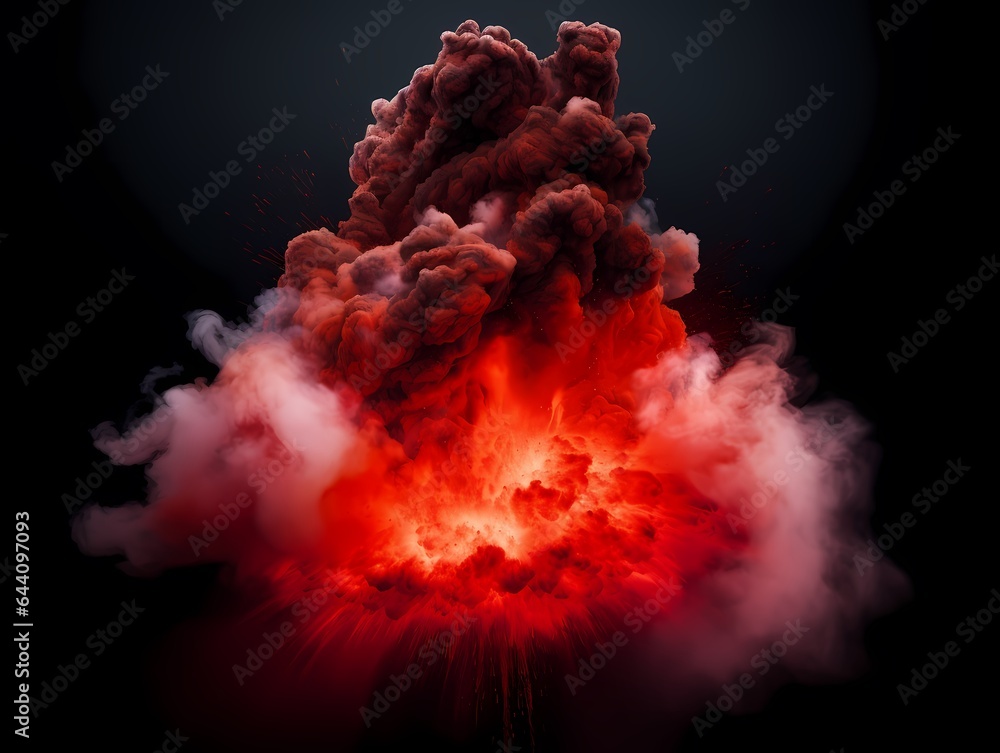 Explosive action and dynamic eruption of a volcano as it spews vibrant ...