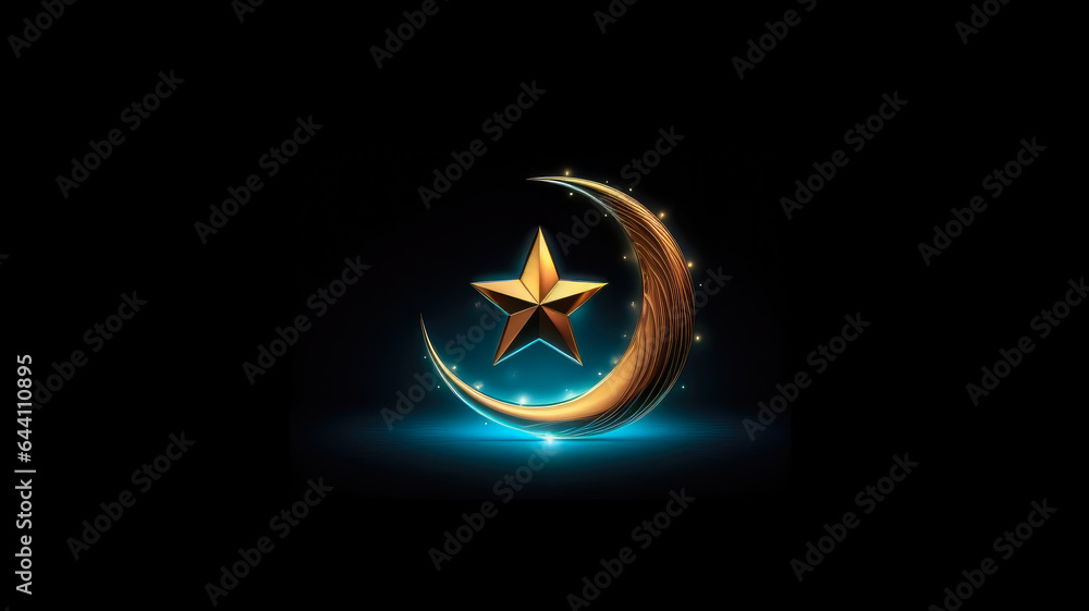 A Tranquil Scene with a Crescent Moon, Symbolizing the Islamic Lunar ...
