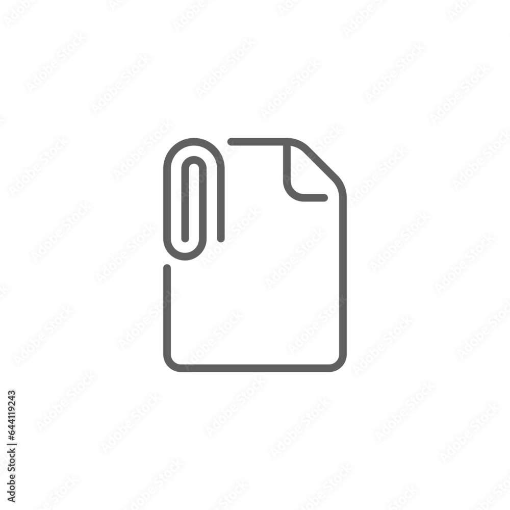 File attachment icon. Simple outline style. Paper clip, attach document ...