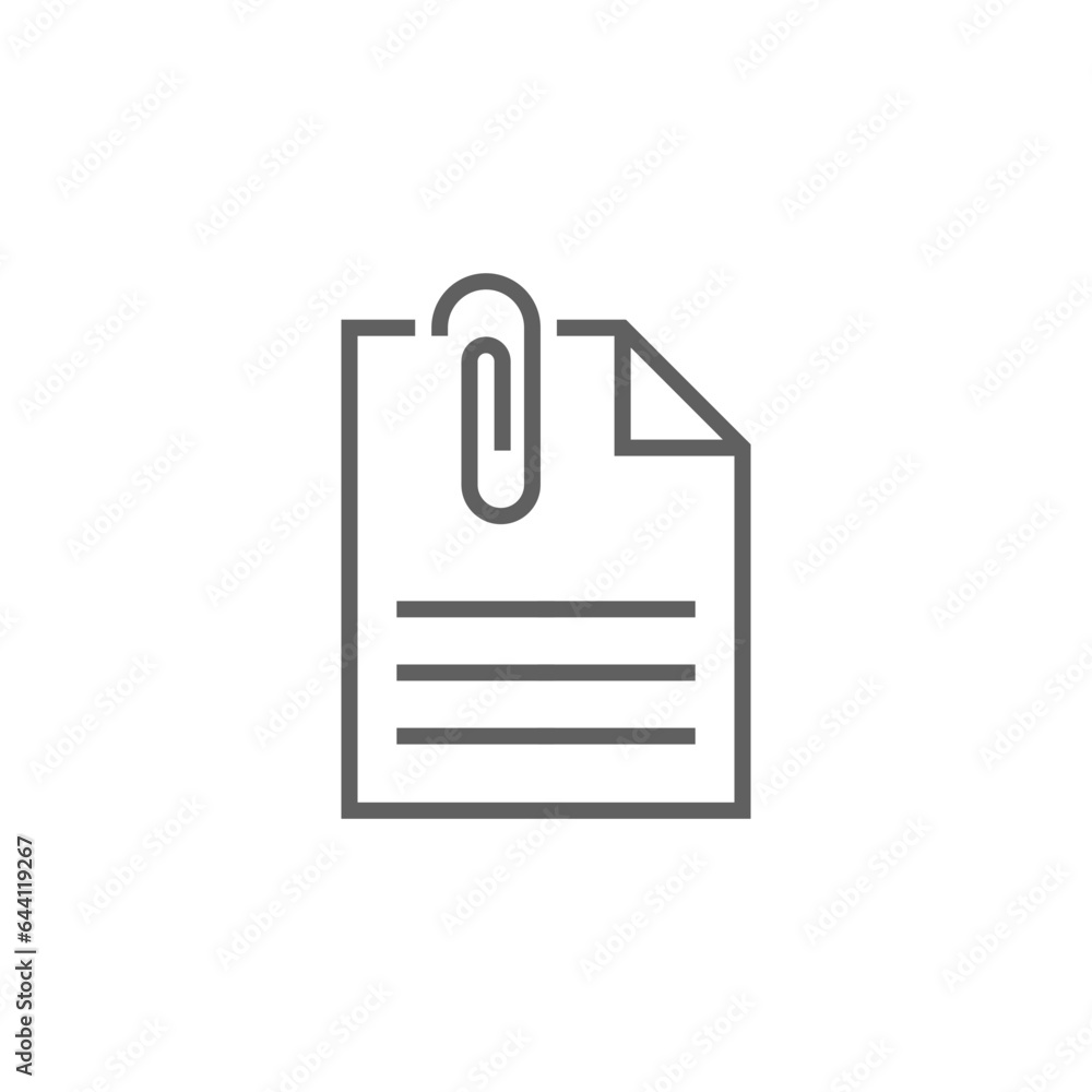 File attachment icon. Simple outline style. Paper clip, attach document ...