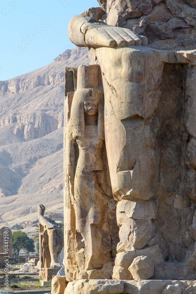 Colossi of Memnon. Guardians of the Temple of Amenhotep in Luxor. Stock ...