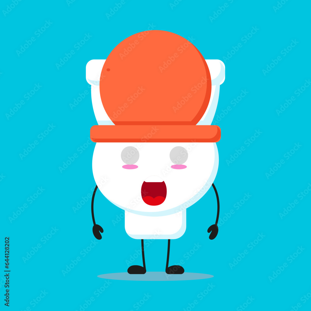 Cute shocked toilet bowl character. Funny potty cartoon emoticon in ...