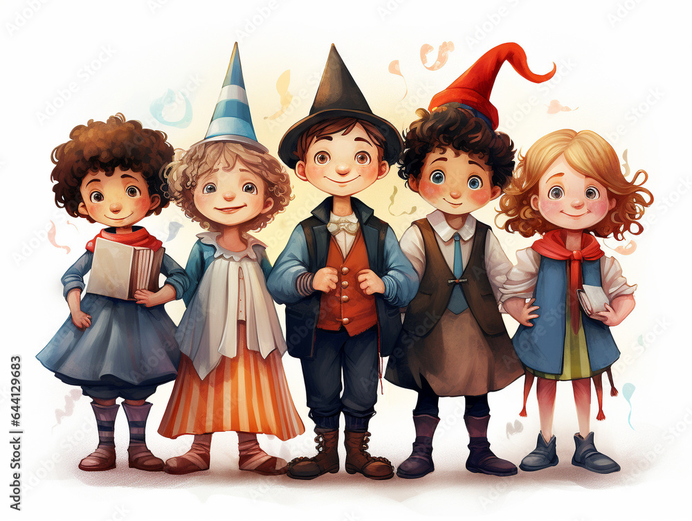 An Illustration of a Group of Children Dressed as their Favorite ...