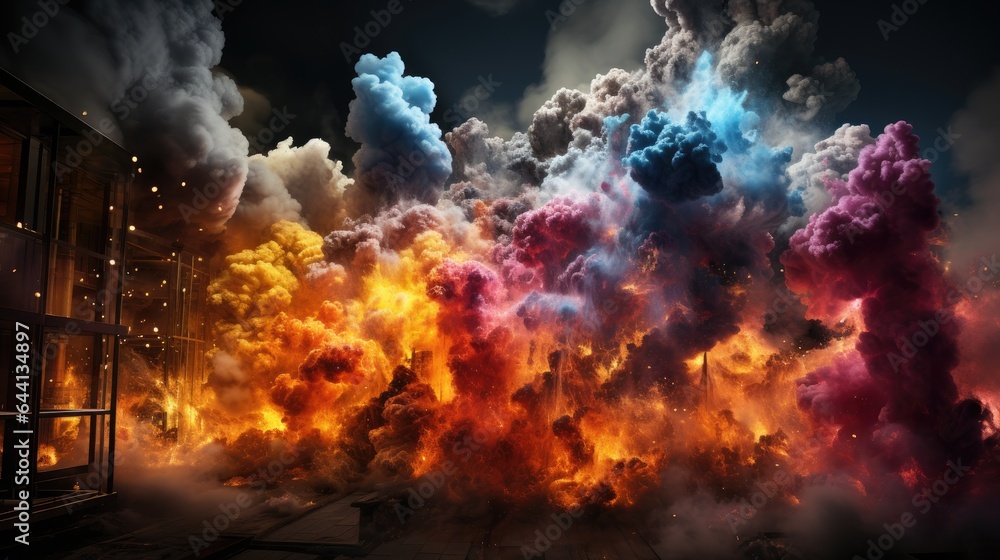 Chemical Reaction. A controlled laboratory explosion resulting from a ...