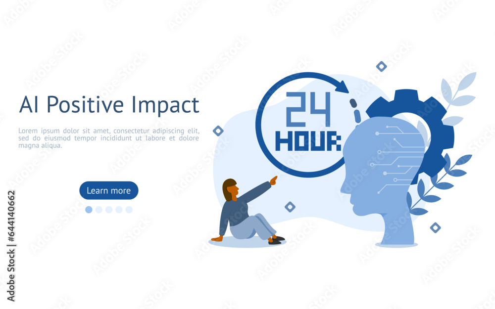 AI Impacts illustration. characters are looking at work 24 hours a day ... AI Impacts illustration. characters are looking at work 24 hours a day ...
