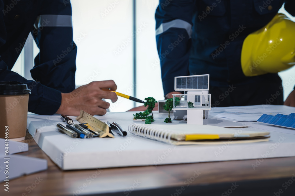 Two Young Engineers Expertise in Solar Cell Installation Meetings and Discussion in The Job. How ...