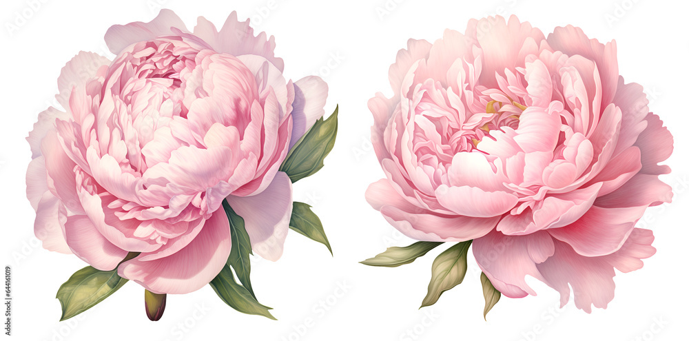 Peonies watercolor clipart illustration with isolated background Stock ...