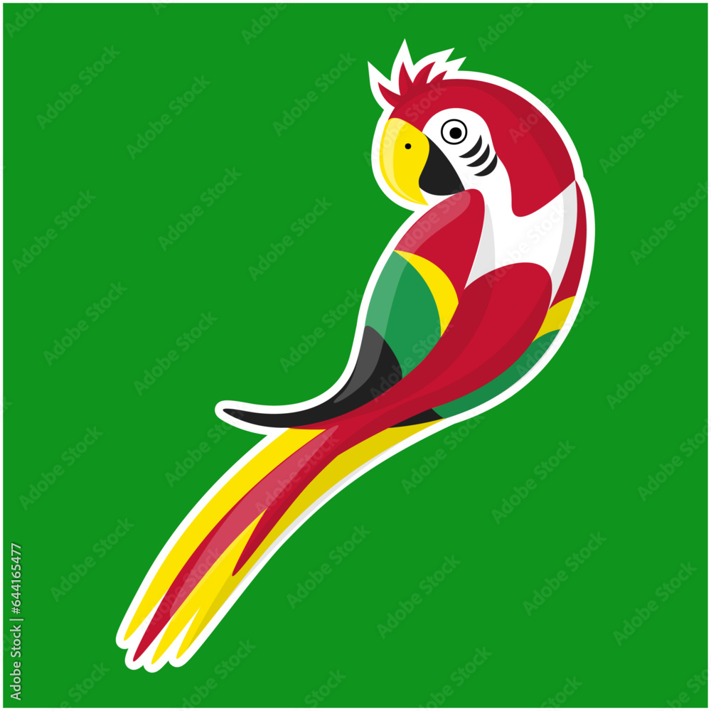 Macaw concept illustration cute character vibrant vector tropical bird ...