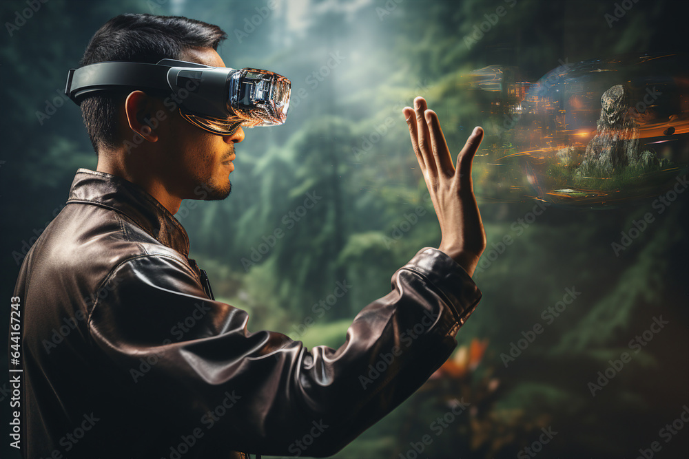 Generative ai collage photo of person using gadget working on ...