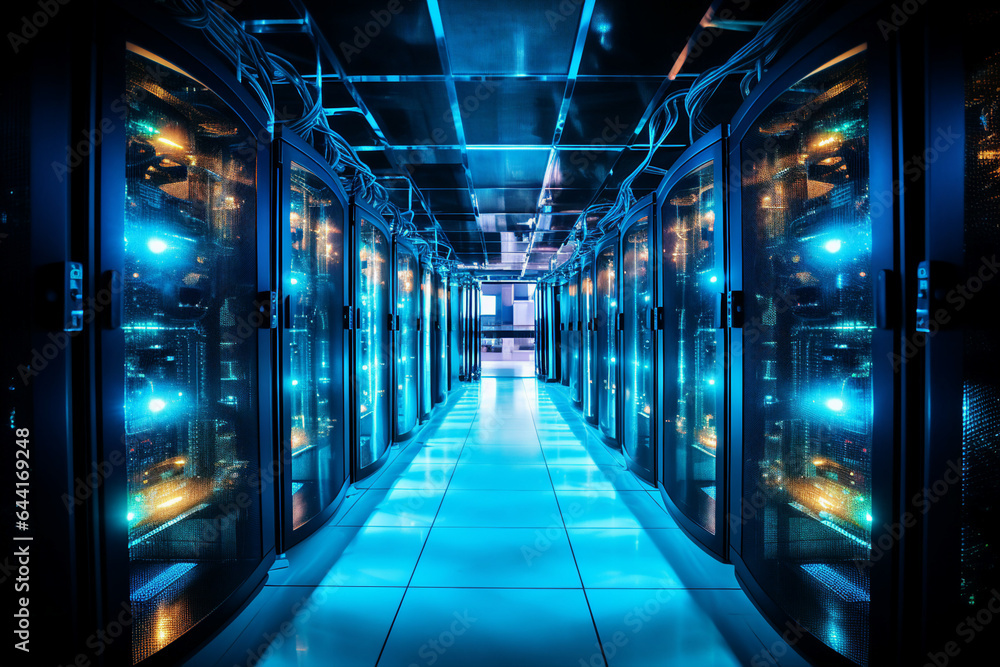 Generative ai collage image picture photo of data center interior with ...