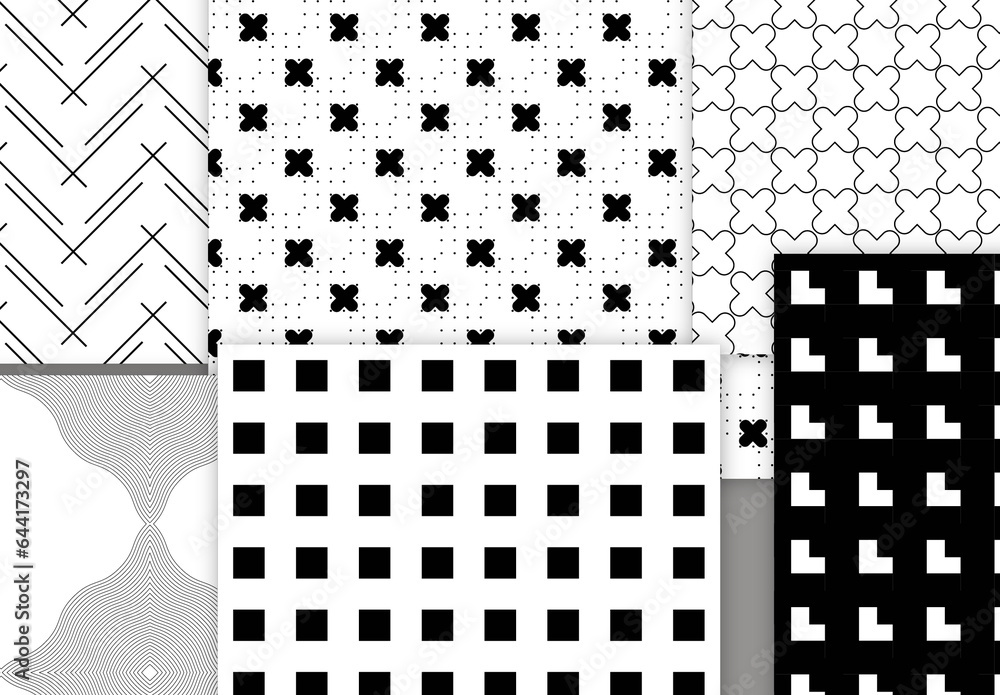 Seamless Pattern Collection with Simple Black and White Geometric ...
