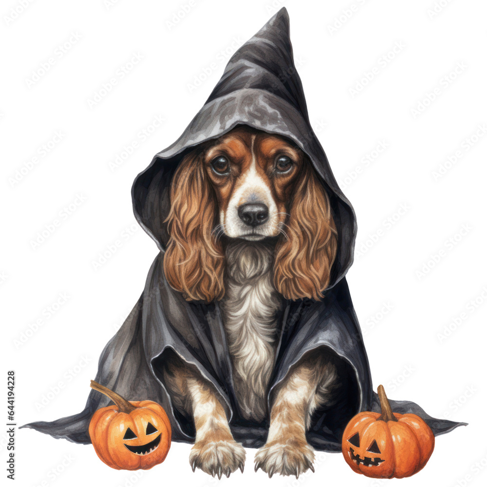 Halloween Dog Watercolor, Spooky Season, Trick or Treat, Halloween ...