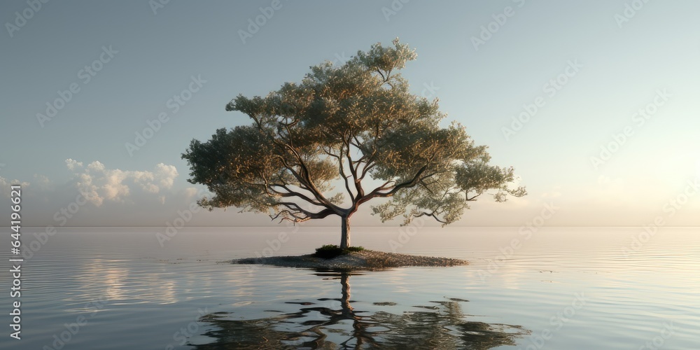 The tree of life - an eternal tree growing in an empty gaia landscape ...