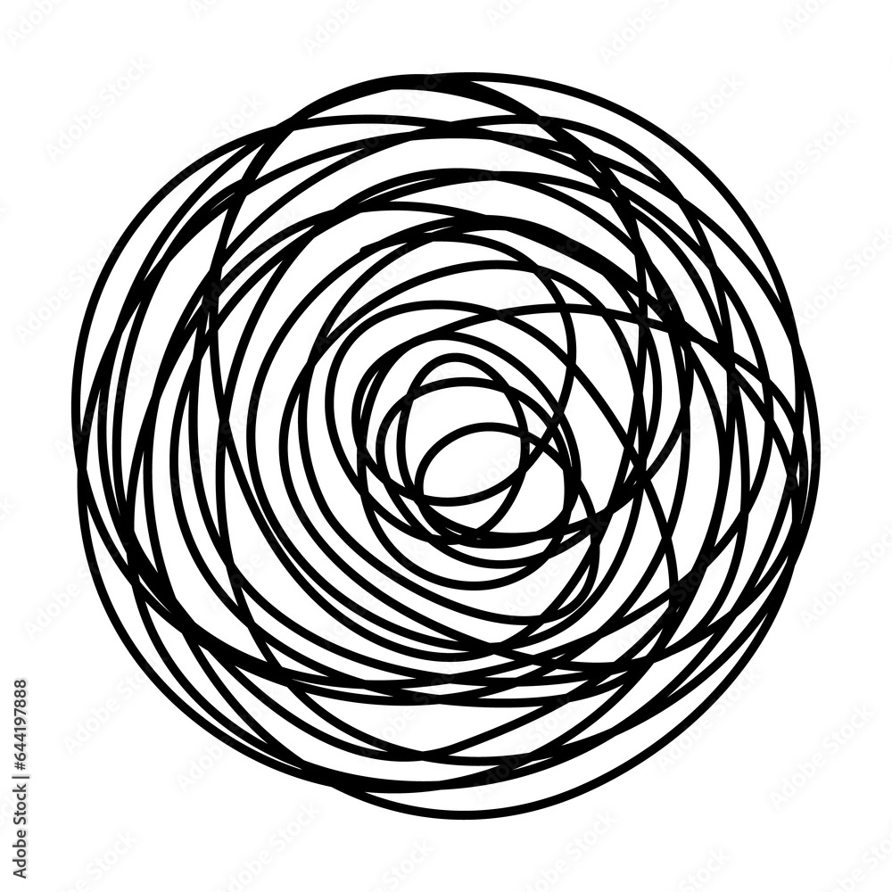 Grungy round scribble circle hand drawn with thin line, divider shape ...