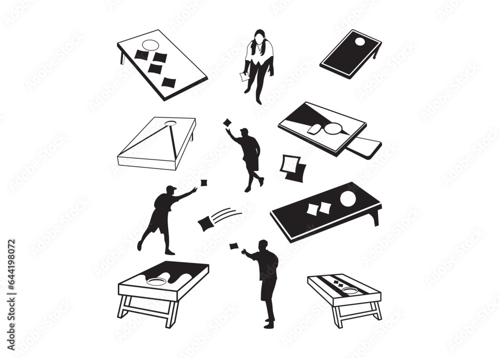 Vetor de Cornhole vector bundle, Cornhole clipart, Cornhole silhouette ...