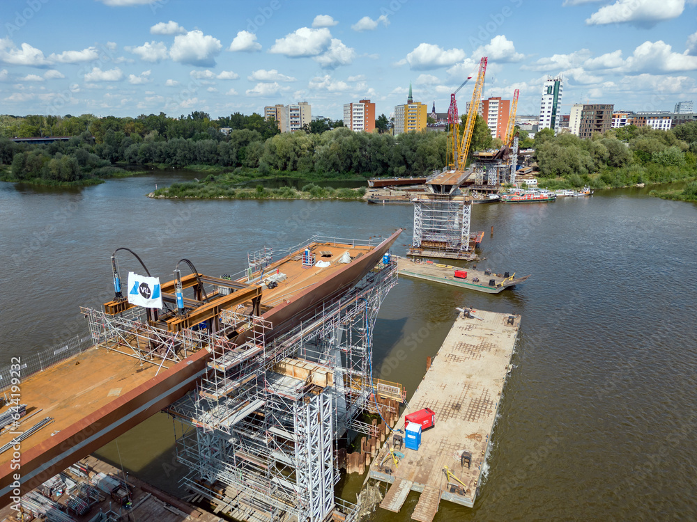 Warsaw, Poland - September 2, 2023: Drone photo of building progress of ...