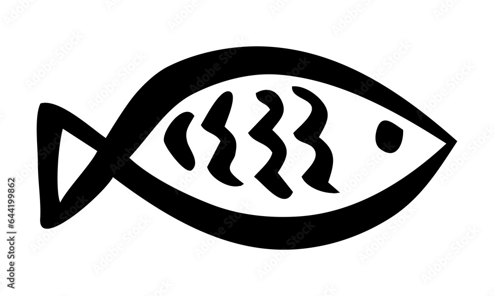 Cute cartoon fish hand painted with ink brush stroke. Png clipart ...