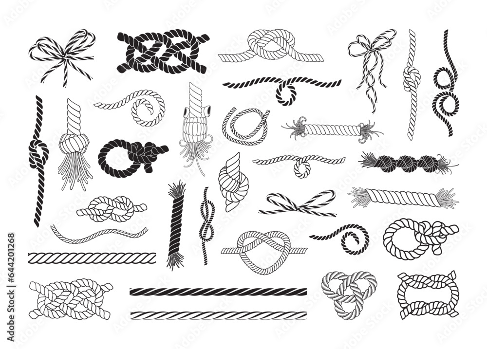 Rope vector bundle, Rope clipart, Rope silhouette. Stock Vector | Adobe ...