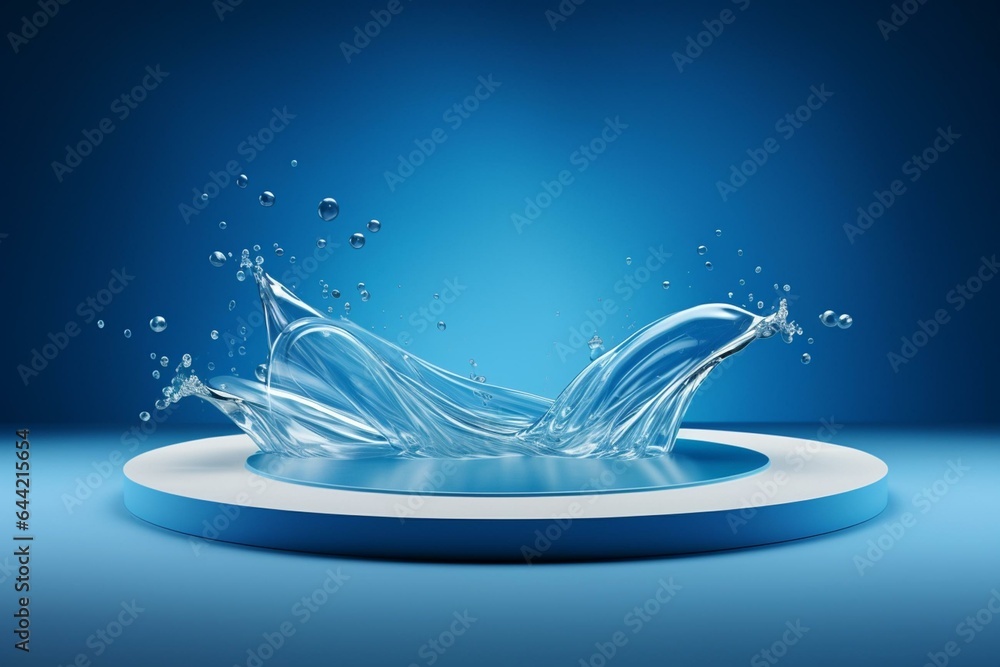 3d water background with splash podium, great for presentations and ads ...