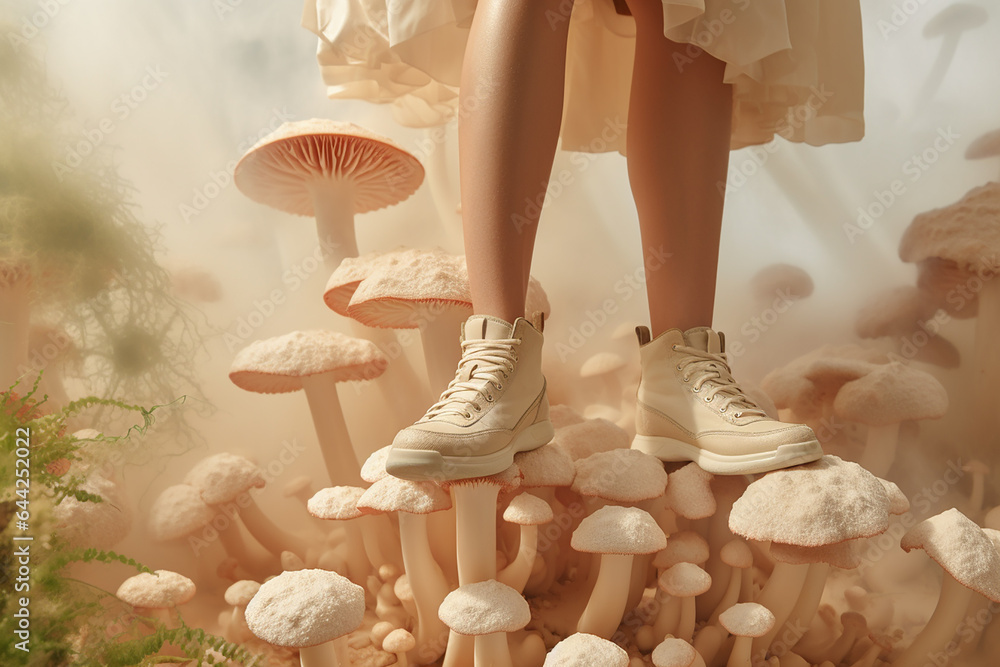 Vegan leather shoes from mushroom mycelium. samples of vegan bio ...