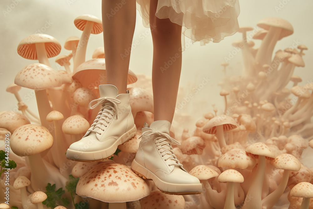 Vegan leather shoes from mushroom mycelium. samples of vegan bio ...