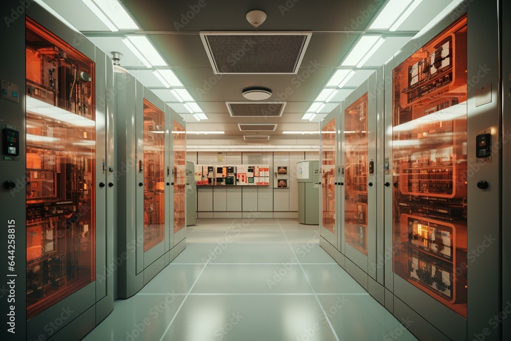 Perspective view of electrical room in building with multiple smart ...