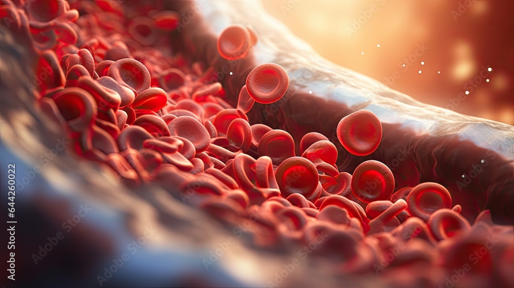 Image of a blood clot obstructing the flow of red blood cells within a ...