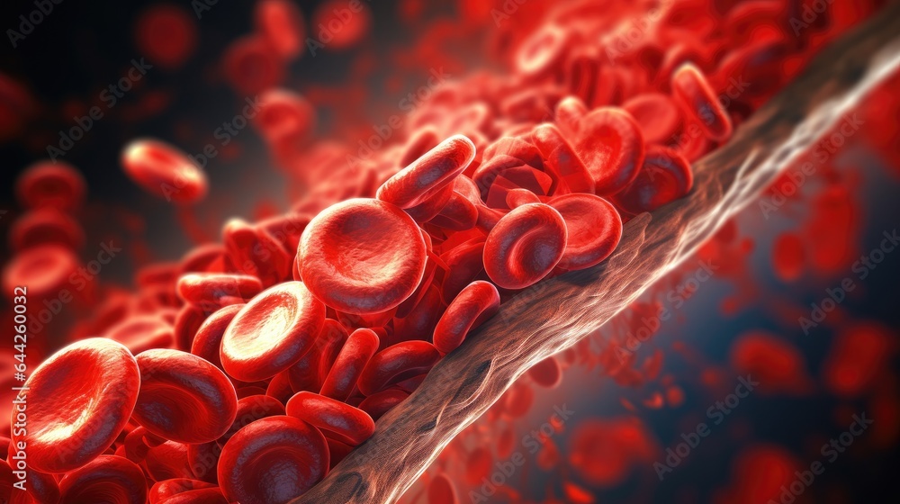 Image of a blood clot obstructing the flow of red blood cells within a ...