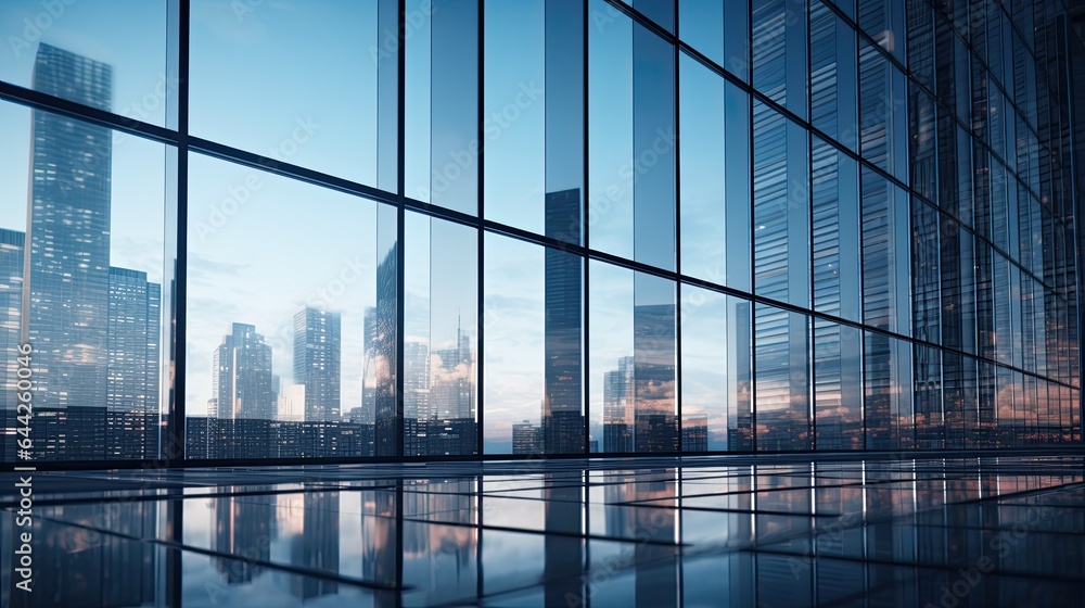 Image of a skyscraper office building, glass windows and reflective ...