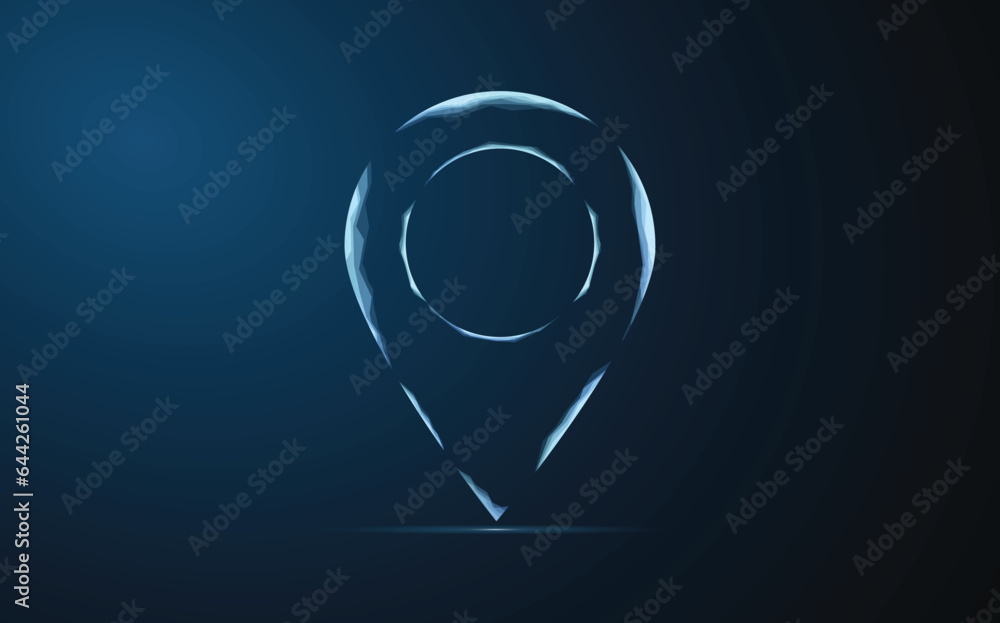 Vector illustration of a label for a map, made up of a technological ...