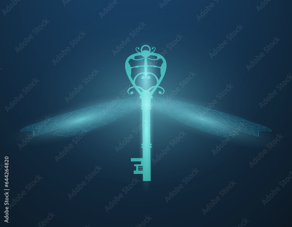 Butterfly wing key. Butterfly winged lock key made of mesh and dots ...