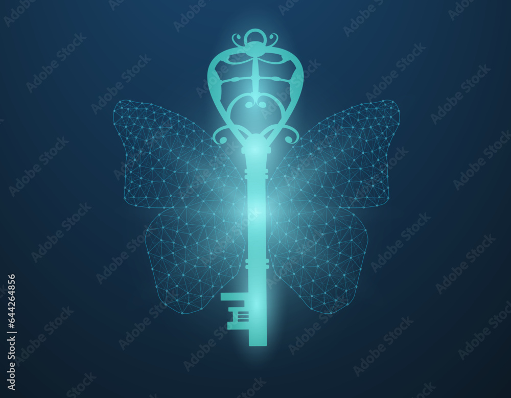 Butterfly wing key. Butterfly winged lock key made of mesh and dots ...