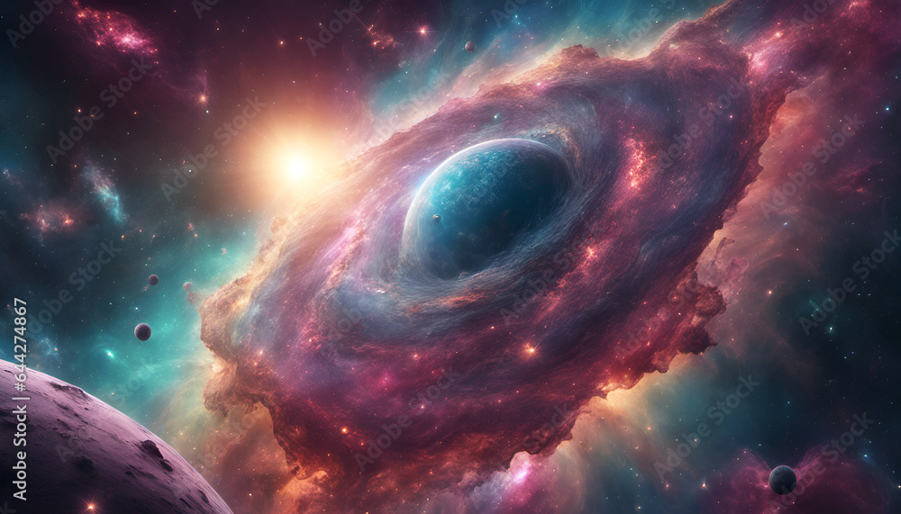 Cosmic wonders with a mesmerizing galaxy and nebula display, space ...