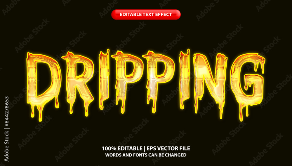 Dripping editable text effect template, 3d cartoon orange slime text ...