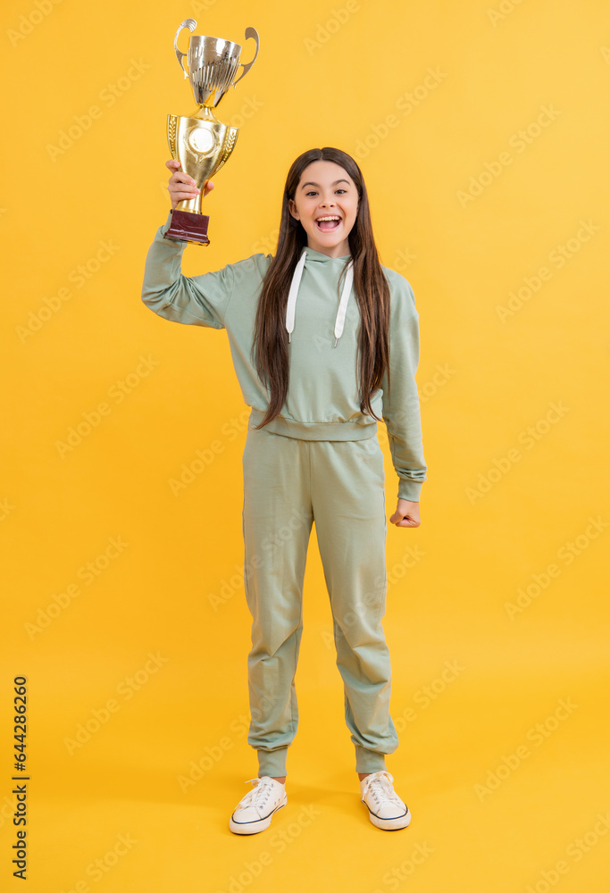girl winner in sport. successful sport and childhood of teen. being ...