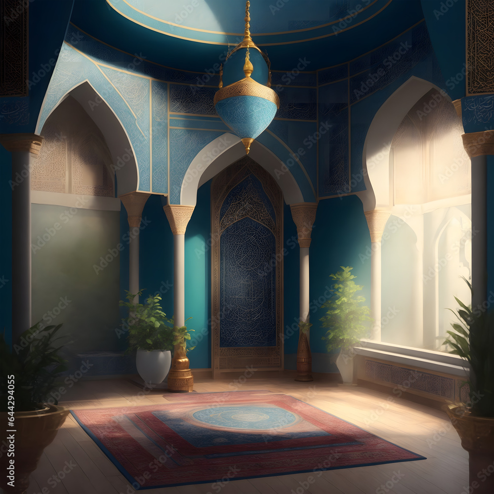 beautiful indoor space, possibly a part of a mosque or palace ...