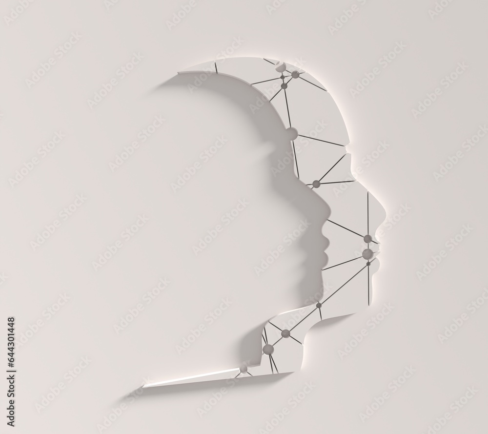 Human face side view silhouette and alter ego. Schizophrenia and split ...